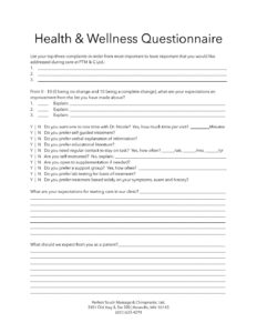 Health & Wellness Questionnaire | Perfect Touch Massage & Chiropractic